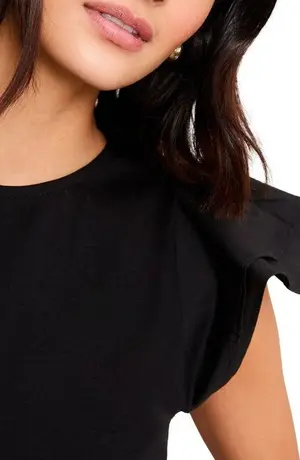FRIENDS LIKE THESE Mixed Media Ruffle Sleeve Top