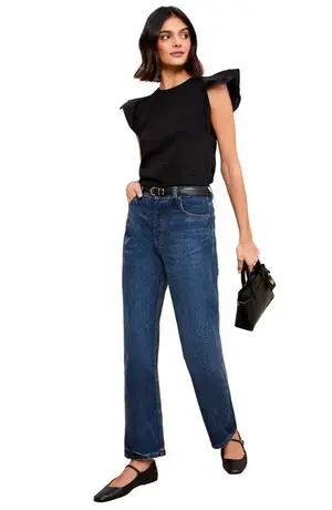 FRIENDS LIKE THESE Mixed Media Ruffle Sleeve Top