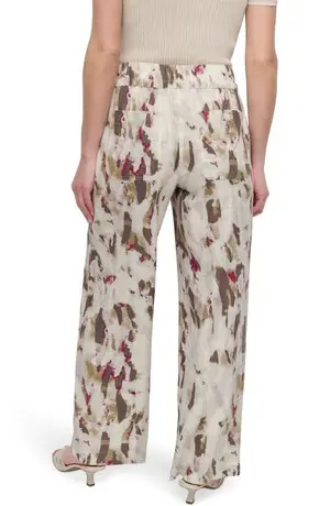 Dkny Printed Linen Blend Drawstring Pants