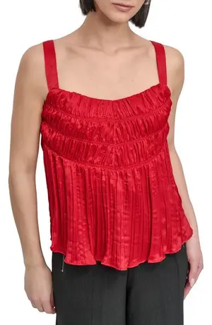 Dkny Crushed Pleats Sleeveless Top - Summer Cherry