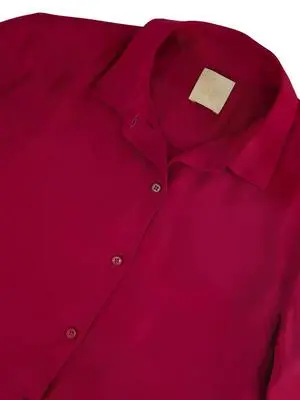 PAULA Silk Button Down Shirt - Red