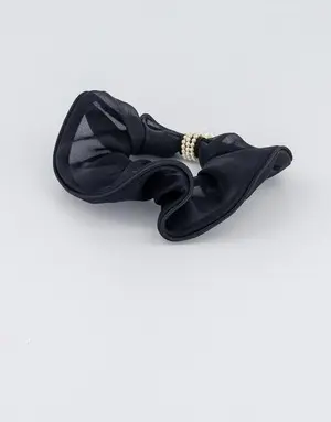 Alexandre De Paris Organza Silk Scrunchie - Black