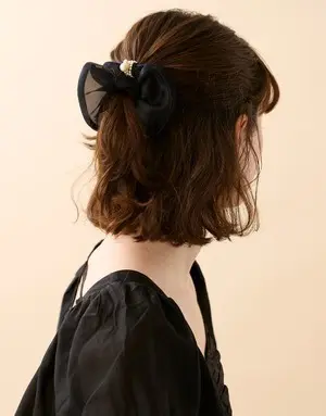 Alexandre De Paris Organza Silk Scrunchie - Black