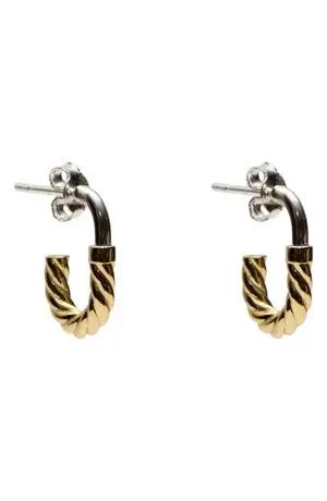 Argento Vivo Textured J-hoop Earrings - Gold/ Silver