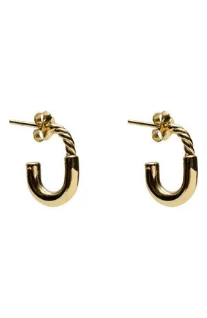 Argento Vivo Textured J-hoop Earrings - Gold