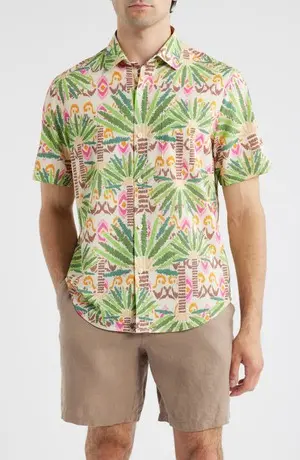 Tommy Bahama Bahama Coast Palm Pointed Islandzone® Short Sleeve Button-up Shirt - Vanilla Cream