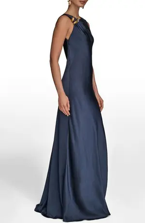 Donna Karan New York Asymmetric Cowl-back Satin Gown