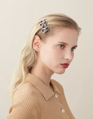 Alexandre De Paris Camelia Acetate Side Barrette - Beige