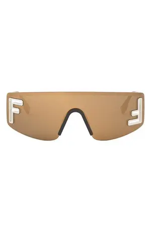 Fendi Sport Rectangular Sunglasses - Gold / Brown Mirror