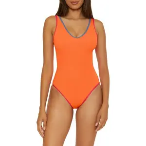 BCA BY REBECCA VIRTUE Block Party One-Piece Swimsuit Tangerine