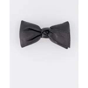 Alexandre De Paris Leather Bow Barrette - Black