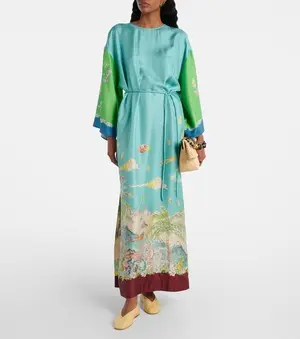 ALEMAIS Daria Printed Silk Maxi Dress