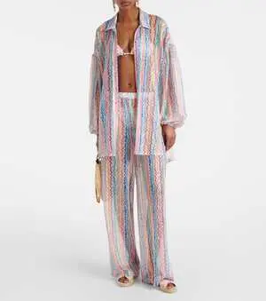 Missoni Zigzag Sheer Wide-leg Pants