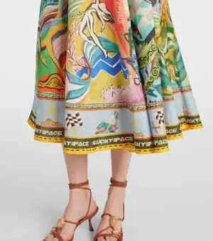 ALEMAIS Lucky Pace Printed Linen Midi Dress - Multicoloured