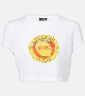 Dolce & Gabbana Cropped Printed Cotton T-shirt - White