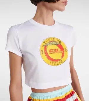 Dolce & Gabbana Cropped Printed Cotton T-shirt