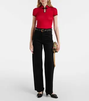 SLVRLAKE Grace High-rise Wide-leg Jeans In Jet