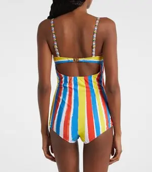 Dolce & Gabbana Cutout Striped Swimsuit