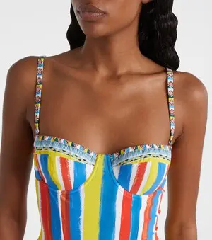 Dolce & Gabbana Cutout Striped Swimsuit