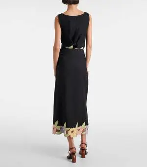 Rixo Serano Cutout Linen-blend Midi Skirt