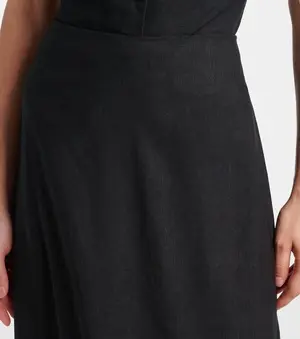 Rixo Serano Cutout Linen-blend Midi Skirt