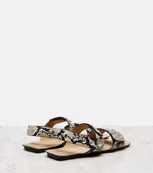 Khaite Boden Snake-effect Leather Sandals - Beige