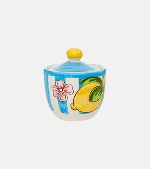 Dolce & Gabbana Taormina Striped Ceramic Sugar Bowl - Blue