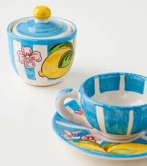 Dolce & Gabbana Taormina Striped Ceramic Sugar Bowl