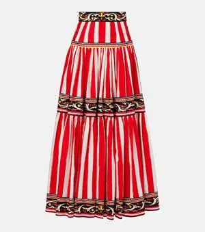 Dolce & Gabbana Taormina Striped Cotton Maxi Skirt - Multicoloured