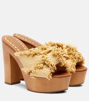 Dolce & Gabbana Raffia-effect Platform Mules - Beige