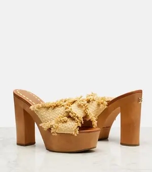 Dolce & Gabbana Raffia-effect Platform Mules