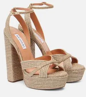 AQUAZZURA Sundance Plateau 140 Platform Sandals - Gold