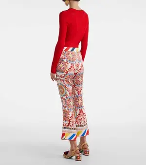 Dolce & Gabbana Cropped Printed Silk-blend Flared Pants