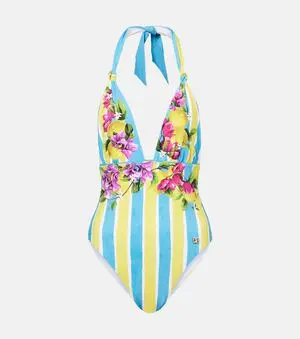 Dolce & Gabbana Printed Halterneck One-piece Swimsuit - Multicoloured