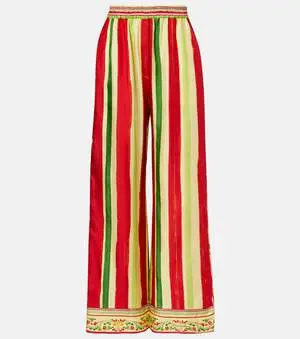 Dolce & Gabbana High-rise Striped Silk Palazzo Pants