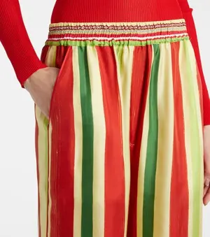 Dolce & Gabbana High-rise Striped Silk Palazzo Pants