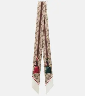 Gucci Gg Printed Silk Twill Scarf - Multicoloured