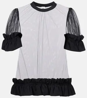 Noir Kei Ninomiya Sheer Tulle Top - Black