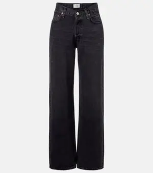 AGOLDE V-waist Baggy High-rise Wide-leg Jeans - Black