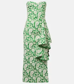 Johanna Ortiz Draped Paisley Midi Dress - Green