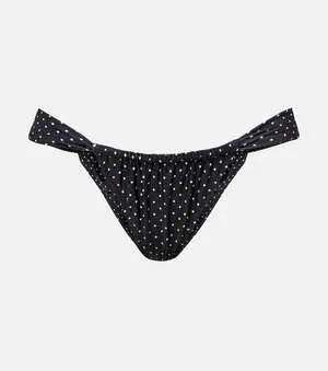 SAME Polka-dot Ruched Bikini Bottom - Black