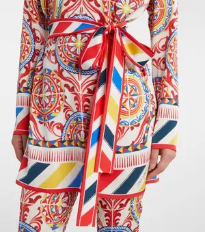 Dolce & Gabbana Belted Printed Silk Top