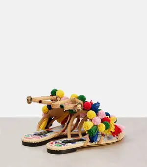 Dolce & Gabbana 90 Embellished Raffia Sandals