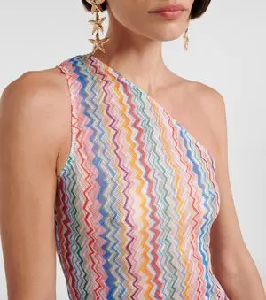 Missoni Zigzag Sheer One-shoulder Maxi Dress