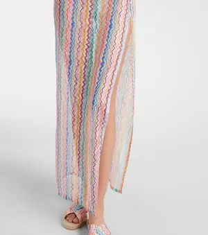 Missoni Zigzag Sheer One-shoulder Maxi Dress