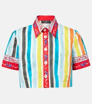 DOLCE & GABBANA Striped Cropped Cotton Top