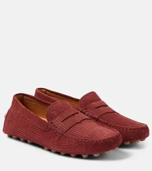 TOD'S Gommino Bubble Suede Driving Shoes - Red