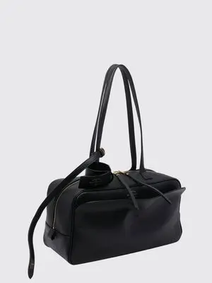 Balenciaga Grained Calfskin Leather Shoulder Bag With Logo And Charm - Black