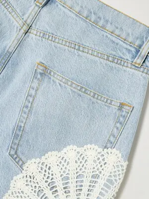 FRAME Appliquéd Cropped High-rise Straight-leg Jeans
