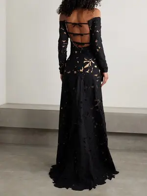 Costarellos Kasia Off-the-shoulder Corded Lace Gown